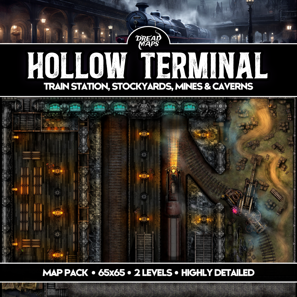Hollow Pointe Terminal TTRPG Battlemap by Dread Maps