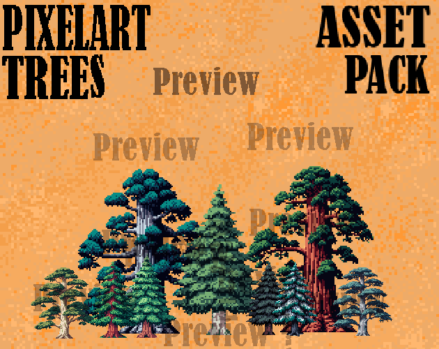 Pixel Art Conifer and Sequoia Trees by Babanagi