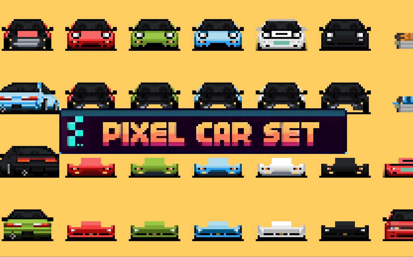 Pixel Car Set Asset Pack Tiny Tuning Jdm Racing Now Modular Update By Marcin Jedrol