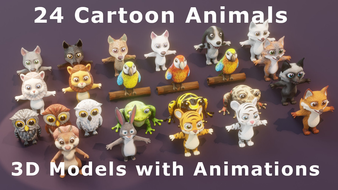 24 Cartoon Animal 3D Models with Animations – Ready-to-Use for Games ...