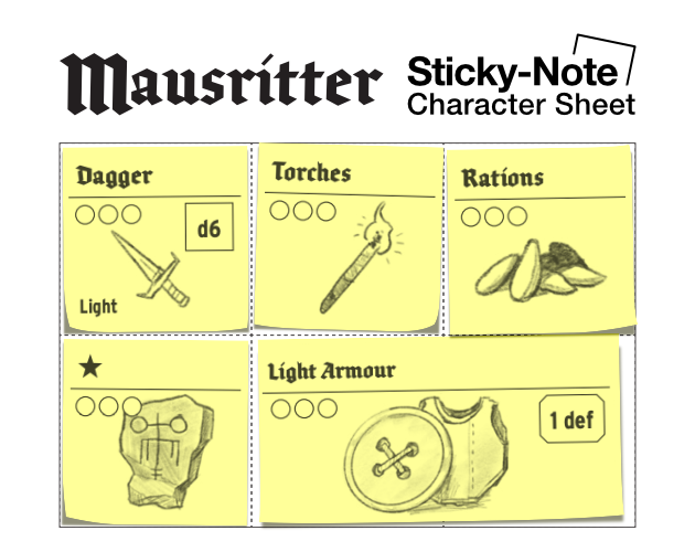 Mausritter: Sticky-Note Character Sheet by JadeRavens for Mausritter Month Companion Jam - itch.io