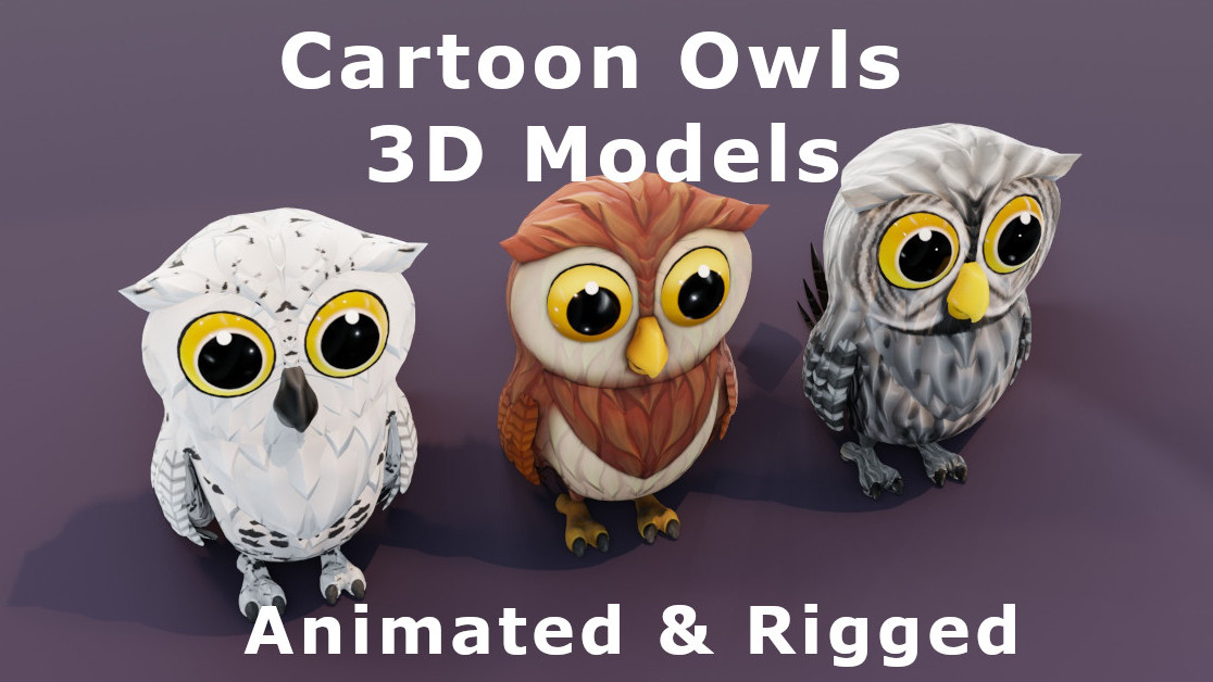 Animated Owl 3D Models – Stylized Cartoon Owls for Games & Animation ...