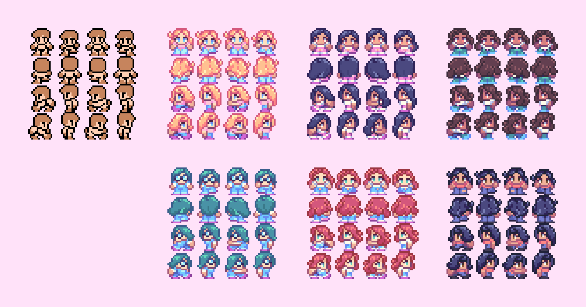 Cute 16x16 Female Characters by Lumi