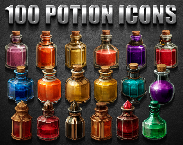 100 Potion Icons by Vslav Store