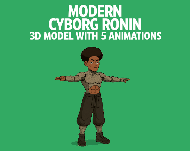 3D Modern Cyborg Ronin Character Rigged Pack – 3D Model with Walk, Run ...