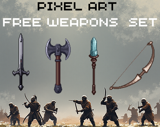 Small Weapon Set 128x128 Sword,Axe,Bow,Staff,Shield by PIXEL_1992