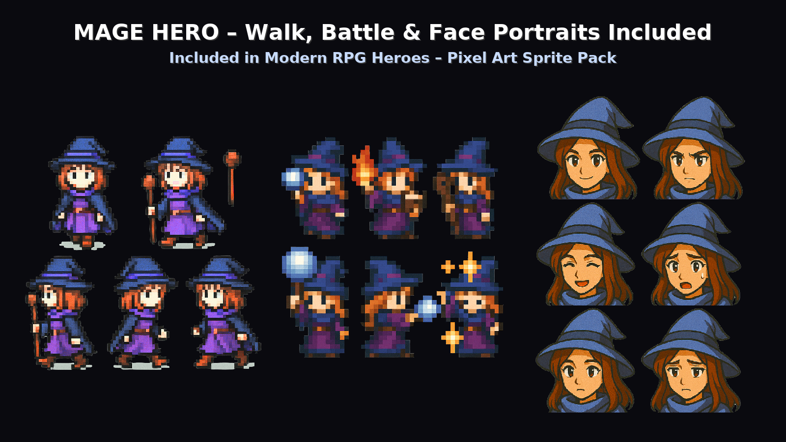 Modern RPG Heroes – Pixel Art Sprite Pack (RPG Maker / Unity / Godot ...
