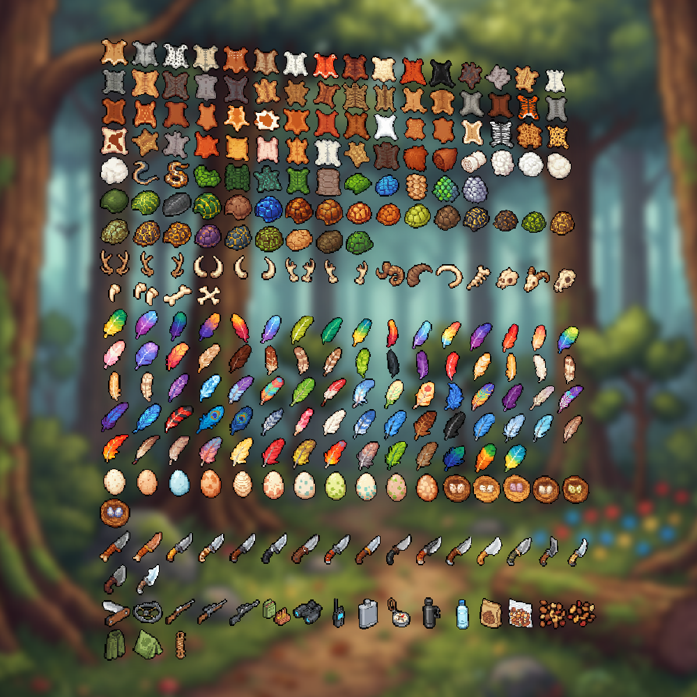250+ Stylized Hunting Icon Set Pack (32x32) by SODA