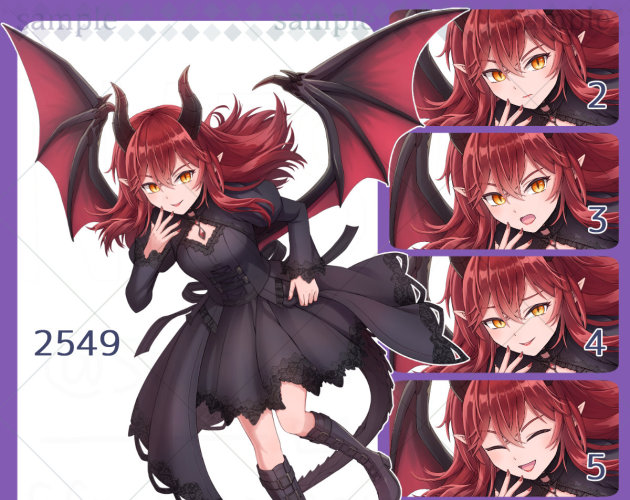 Anime Character Art Pack: 2549 - 6 Expressions | Image: Girl, demon ...