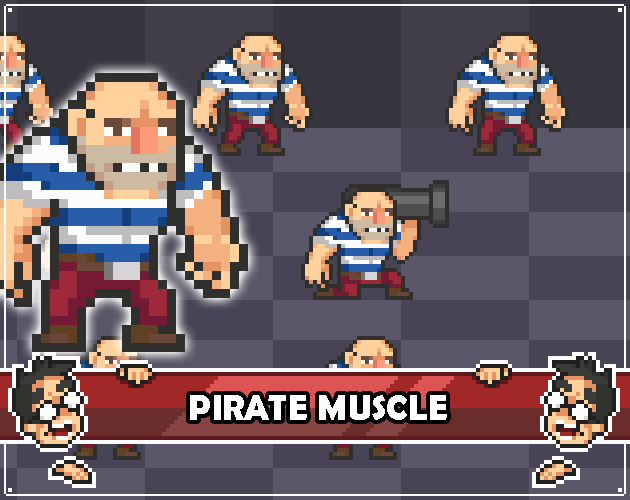 2D Pixel Art Pirate Muscle Sprites by Elthen's Pixel Art Shop