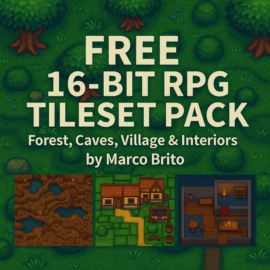Pixel RPG Tileset Pack — Forest, Caves & Village (Free Sample) by Marco ...