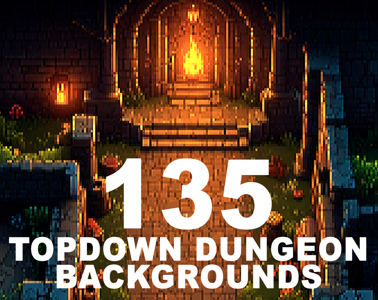 135 DUNGEON TOPDOWN BACKGROUNDS by PIXELHUNT