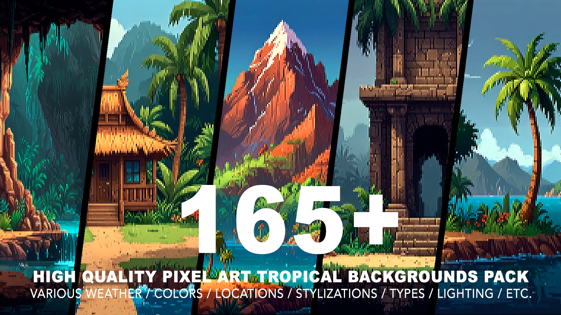 165+ TROPICAL PIXEL ART BACKGROUNDS by PIXELHUNT