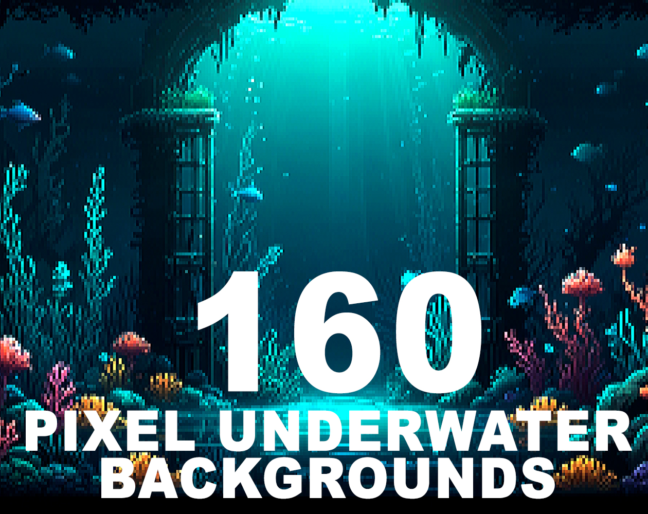 160 UNDERWATER PIXEL ART BACKGROUNDS by PIXELHUNT