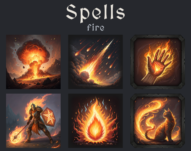 40 Spell Icons(Fire) // Fantasy Style // PNG 512x512 by The Higalina Vault