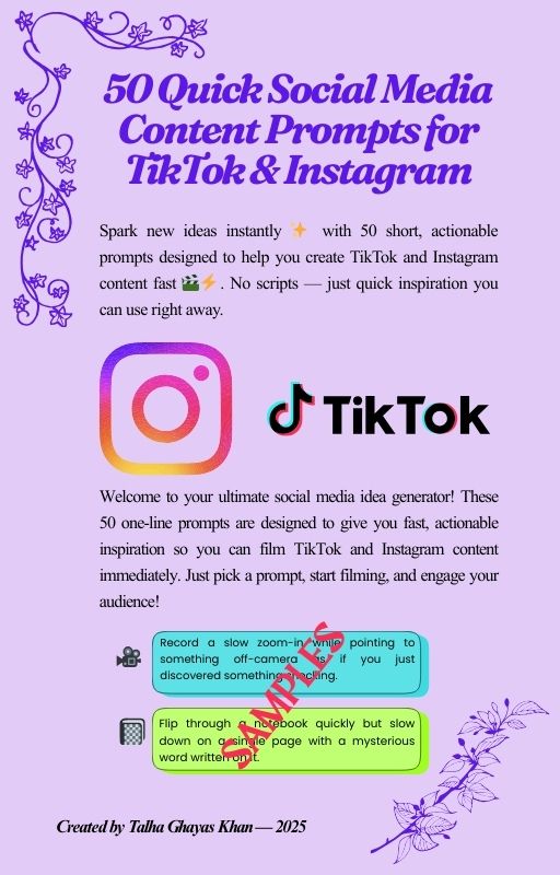 50 Quick Social Media Content Prompts for TikTok & Instagram by Talha ...