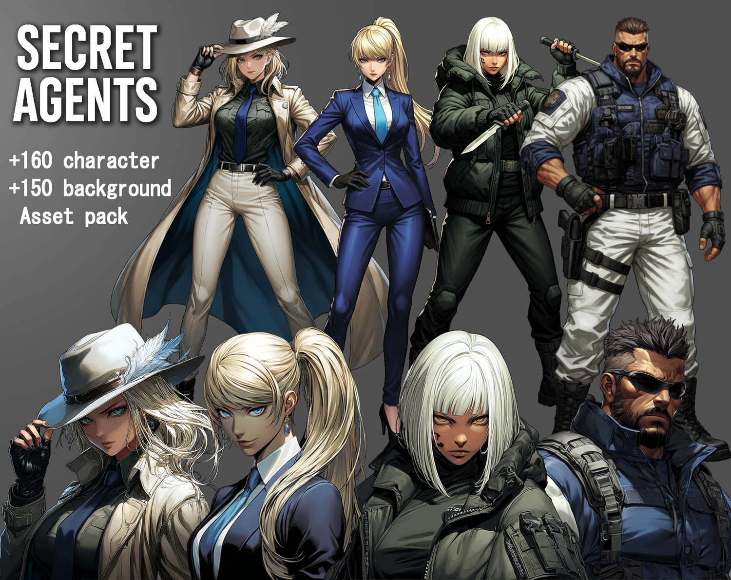 Secret Org: 160 Characters & 150 Backgrounds [VN/RPG Assets] by cogabushi