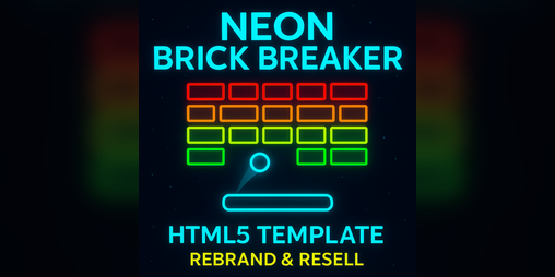 Neon Brick Breaker HTML5 Template - Arcade Game Starter by Template Foundry