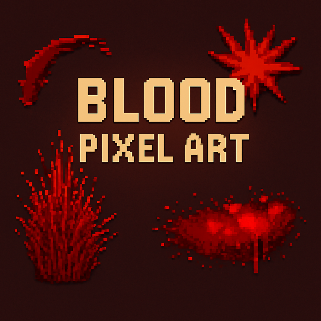 24 Pixel Blood FX Pack — Splashes, Slashes & Impacts (64/128px) by sidelka