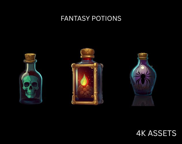 20 Fantasy RPG Potion Icons [4K Ultra HD] by ManaForge Assets