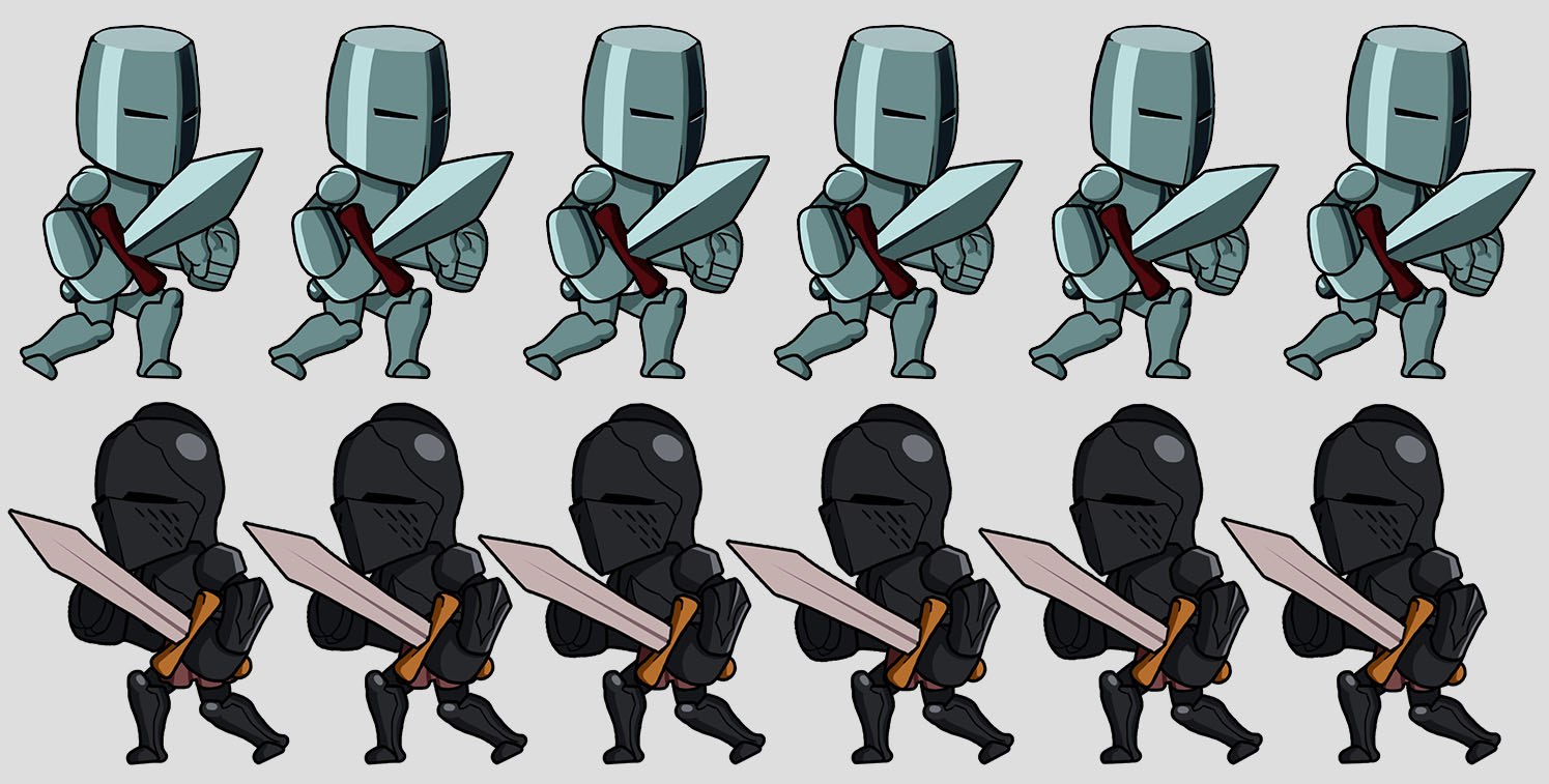 Deformed Knight 2D Characters – Spine Animated Pack by DoodleDwarf