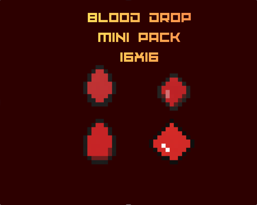Blood Drop Pixel Icons — Mini Pack (16×16) by sidelka