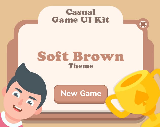 Casual Game UI Kit – Soft Brown Theme by Renderman