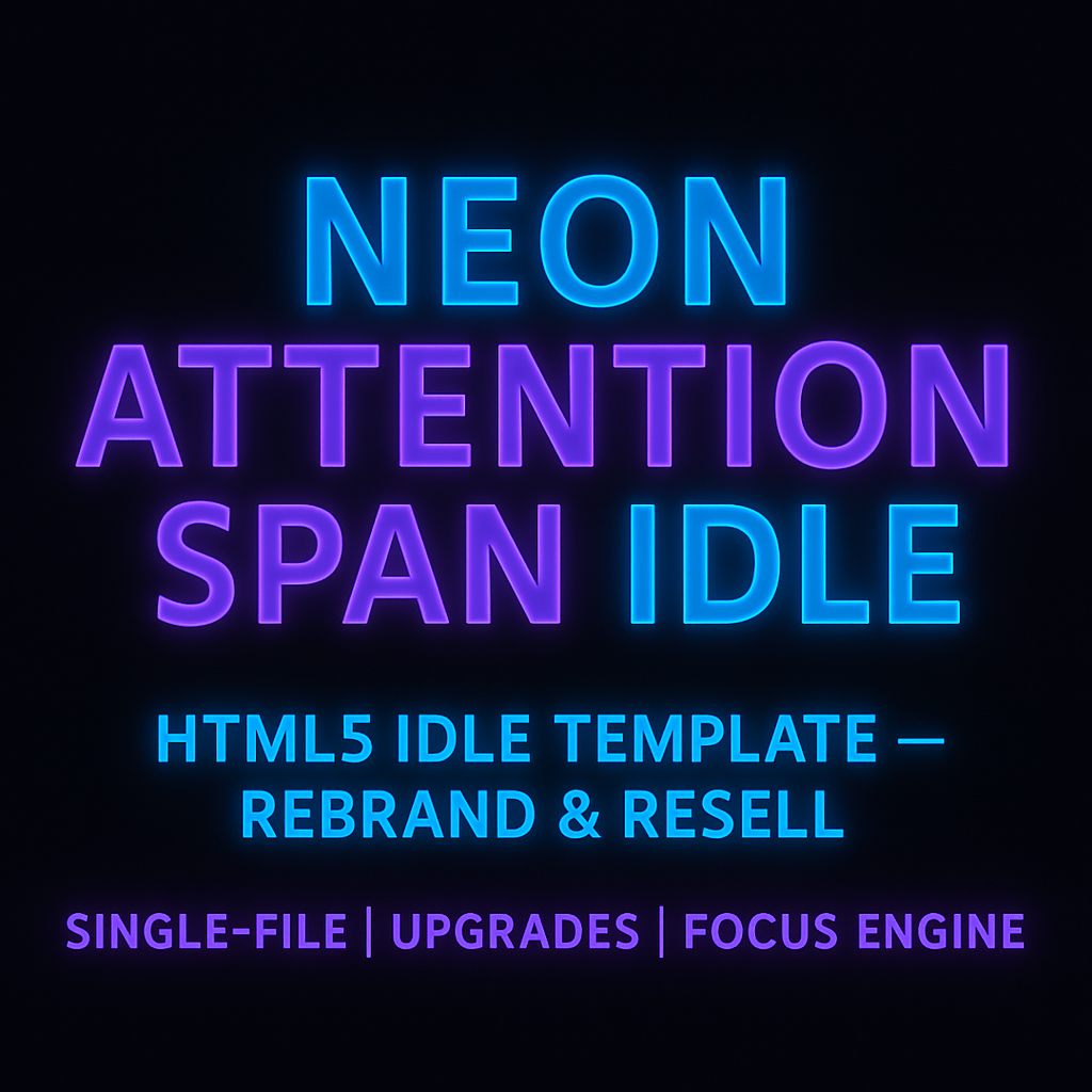 Neon Attention Span Idle – HTML5 Idle Template (Rebrand & Resell) by ...