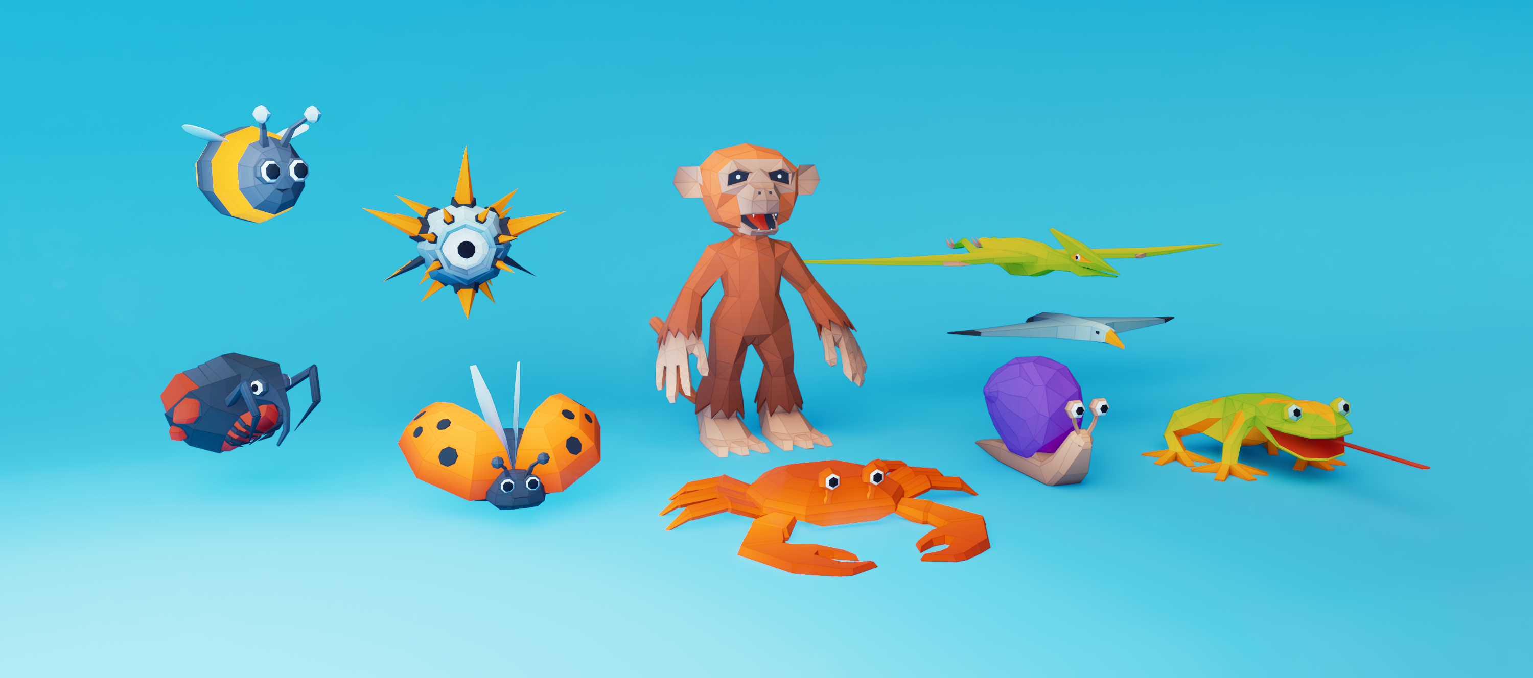 Stylized Creature 3d asset Pack - Rigged & Animated Low Poly Critters ...