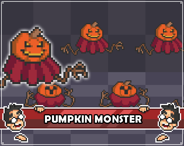 2D Pixel Art Pumpkin Monster by Elthen's Pixel Art Shop