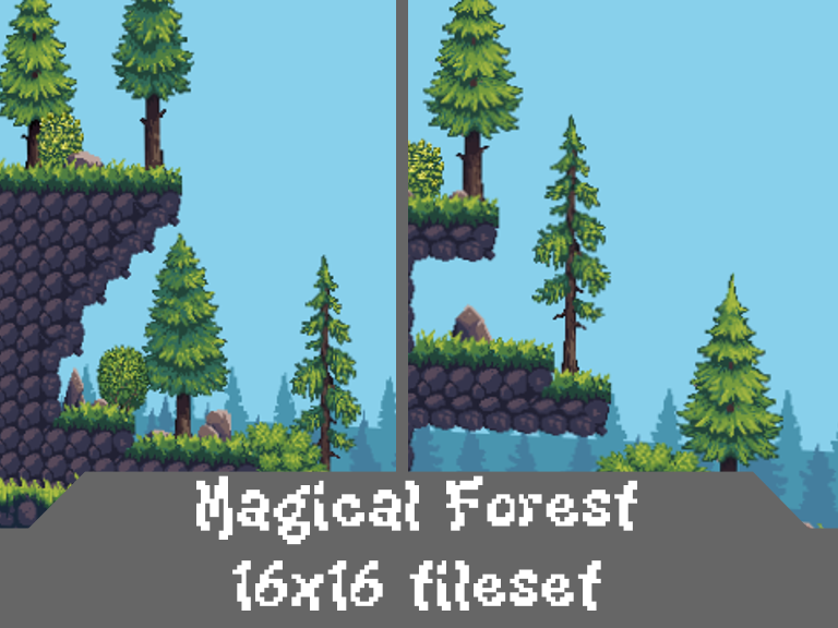 Forest tileset for platformers by MorphArTune