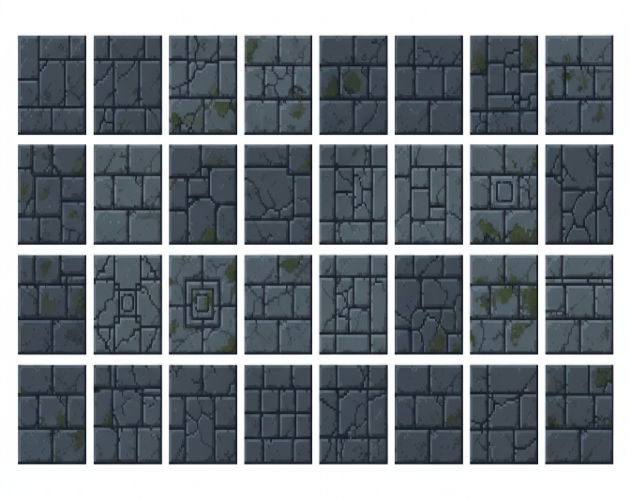 Dark Dungeon Stone Tileset (16x16 / 32x32) by Muhammad Sohaib