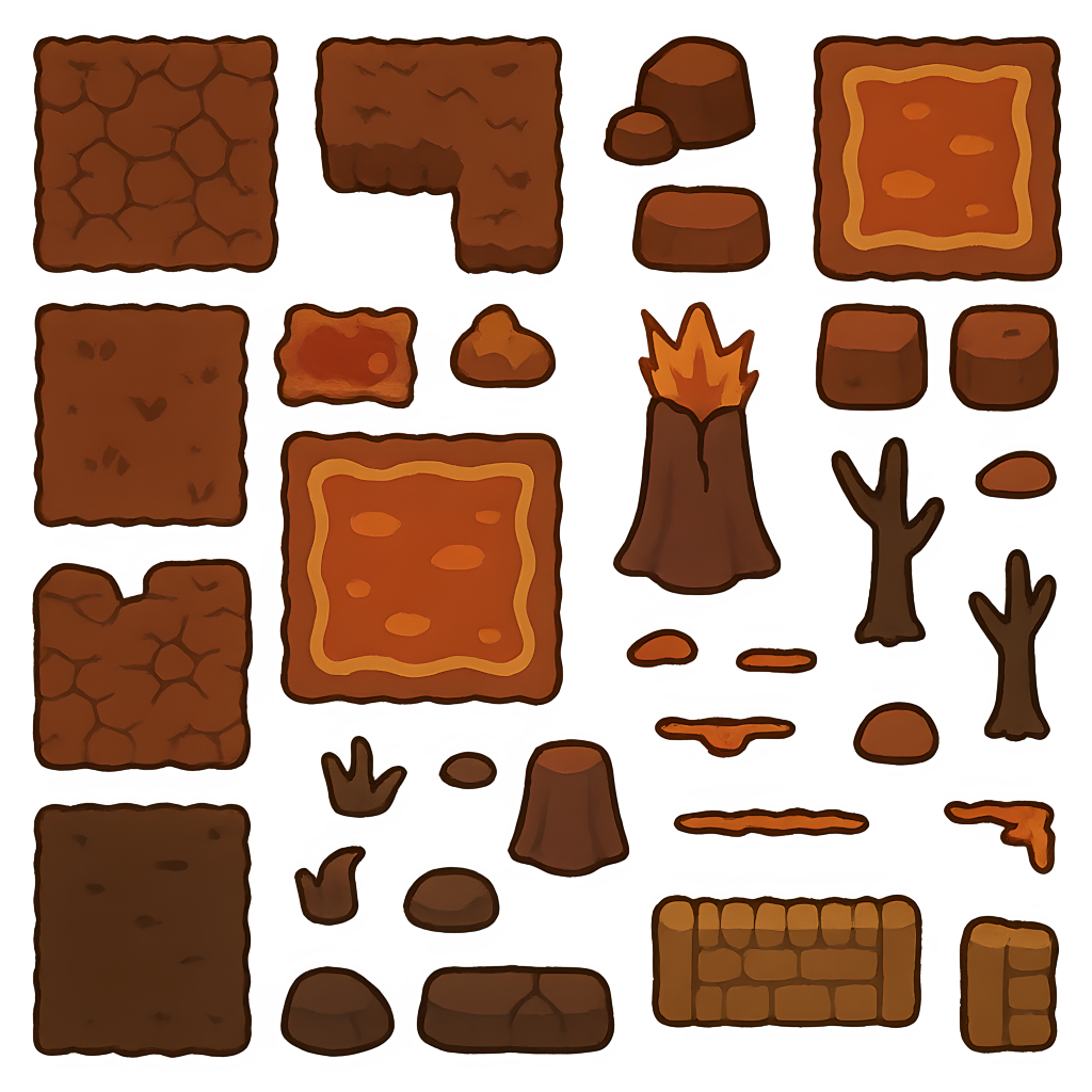 Molten Crater – Cartoony Lava Field Tileset by rpgai