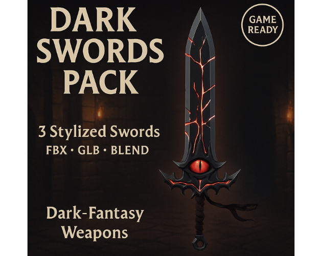 Dark Swords Pack – Stylized Fantasy Weapons (3 Assets) by Marco Brito