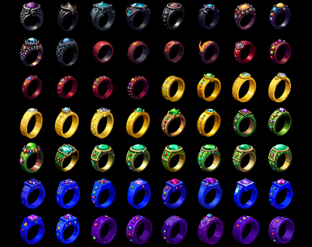 FREE 60 Fantasy Rings Pixel Art Pack – 720+ Files, 64×64 & 128×128 by ...