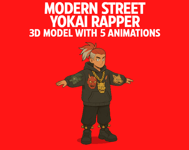 3D Modern Yokai Rapper Character Rigged Pack – 3D Model with Walk, Run ...