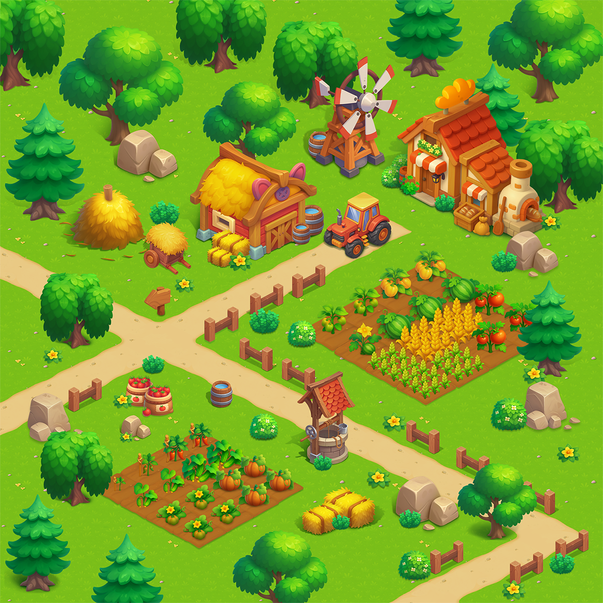 New Isometric Cartoon Farm - Tycoon & Strategy Game Assets - Release ...