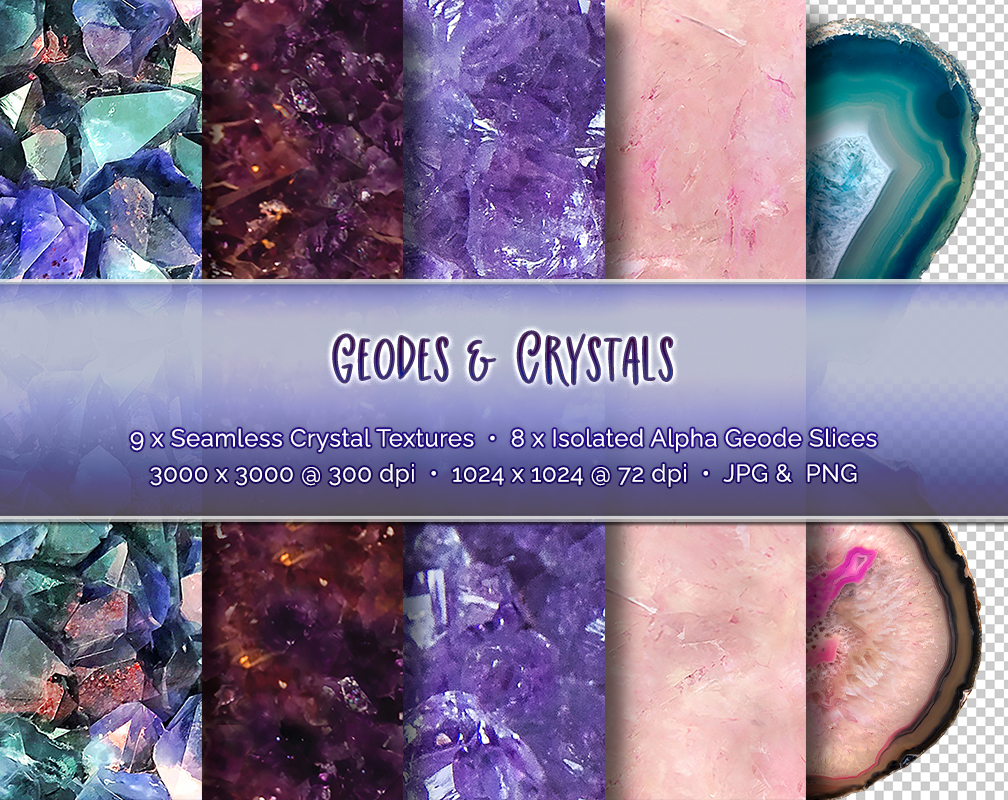 Geodes & Crystals - 17 x HD Seamless & Isolated Textures by Evalynn