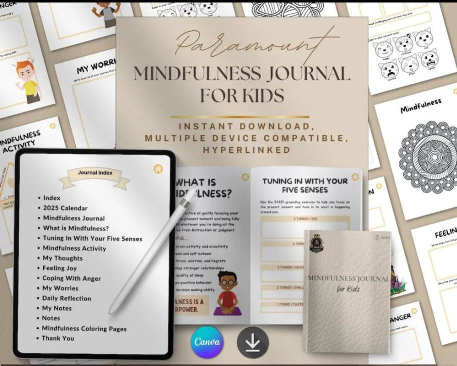 Mindfulness Journal for Kids (PDF + Canva) – Gratitude, Emotions & Calm ...