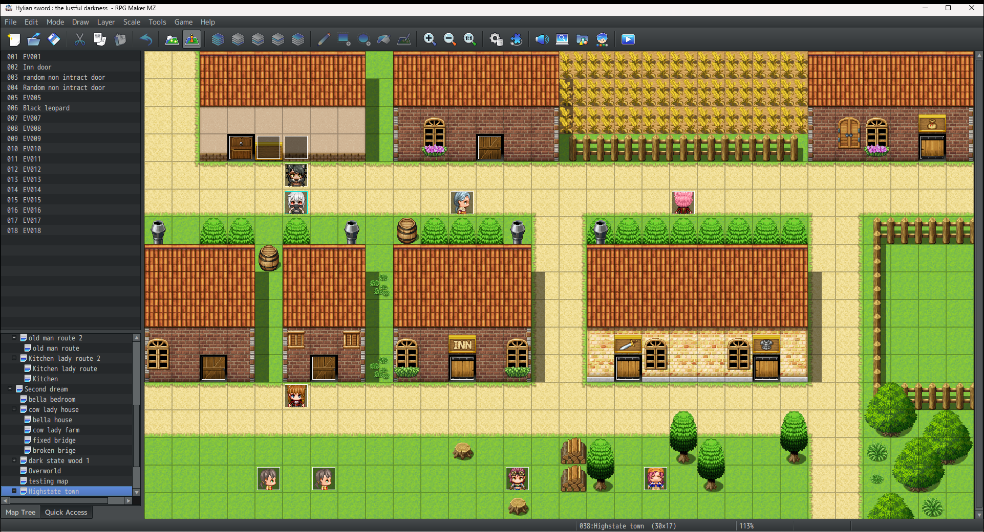 Devlog 15# new town progress - Hylian sword : The lustful darkness by Shiori rosebrace
