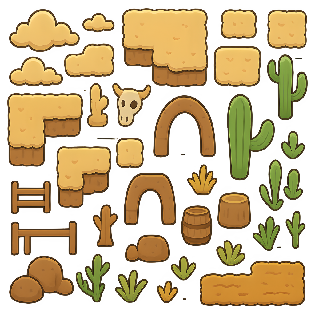 Dusty Canyon – Cartoony Desert Tileset by rpgai
