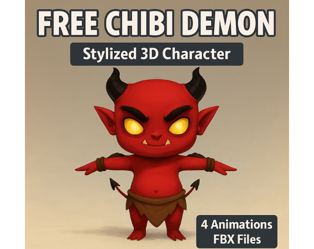 🔥 FREE Chibi Demon – Stylized 3D Character (FBX + Animations) by Marco ...