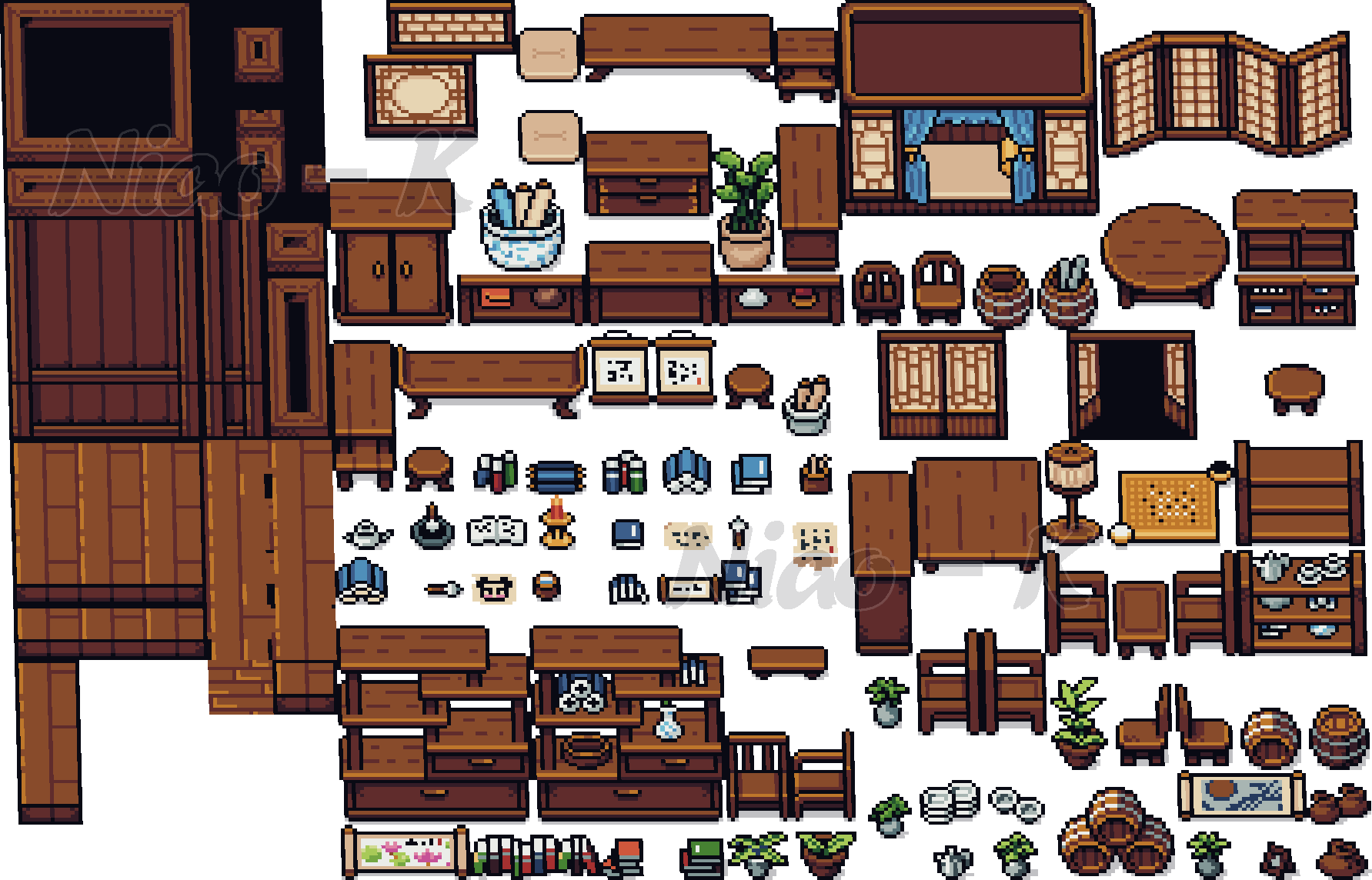 Pixel art / Ancient Chinese Confucian Academy tileset by Niao_K