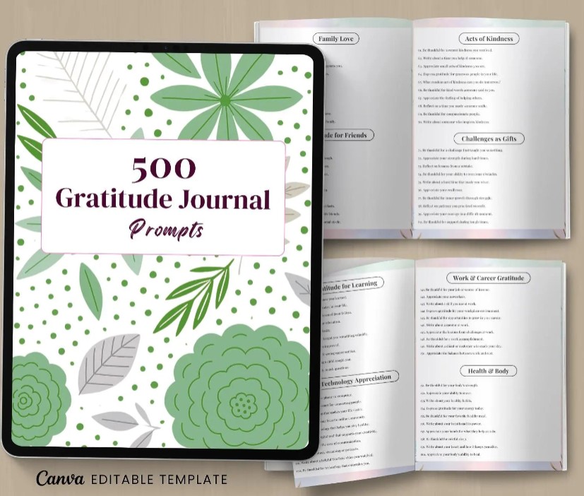 500 Gratitude Journal Prompts (Digital Download) by GrownBlackGlorious