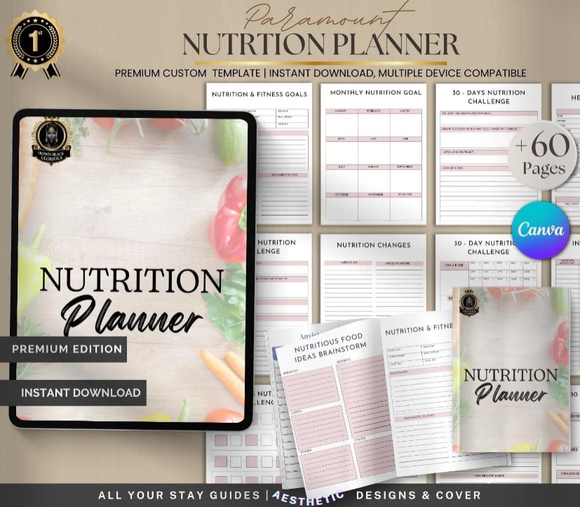 Meal Planning & Nutrition Tracker | 60+ Page Wellness Planner by ...