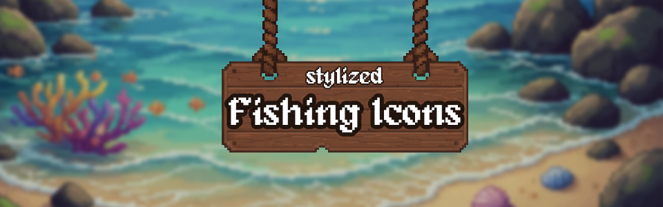 350+ Stylized Fishing Icon Set Pack (32x32) by SODA