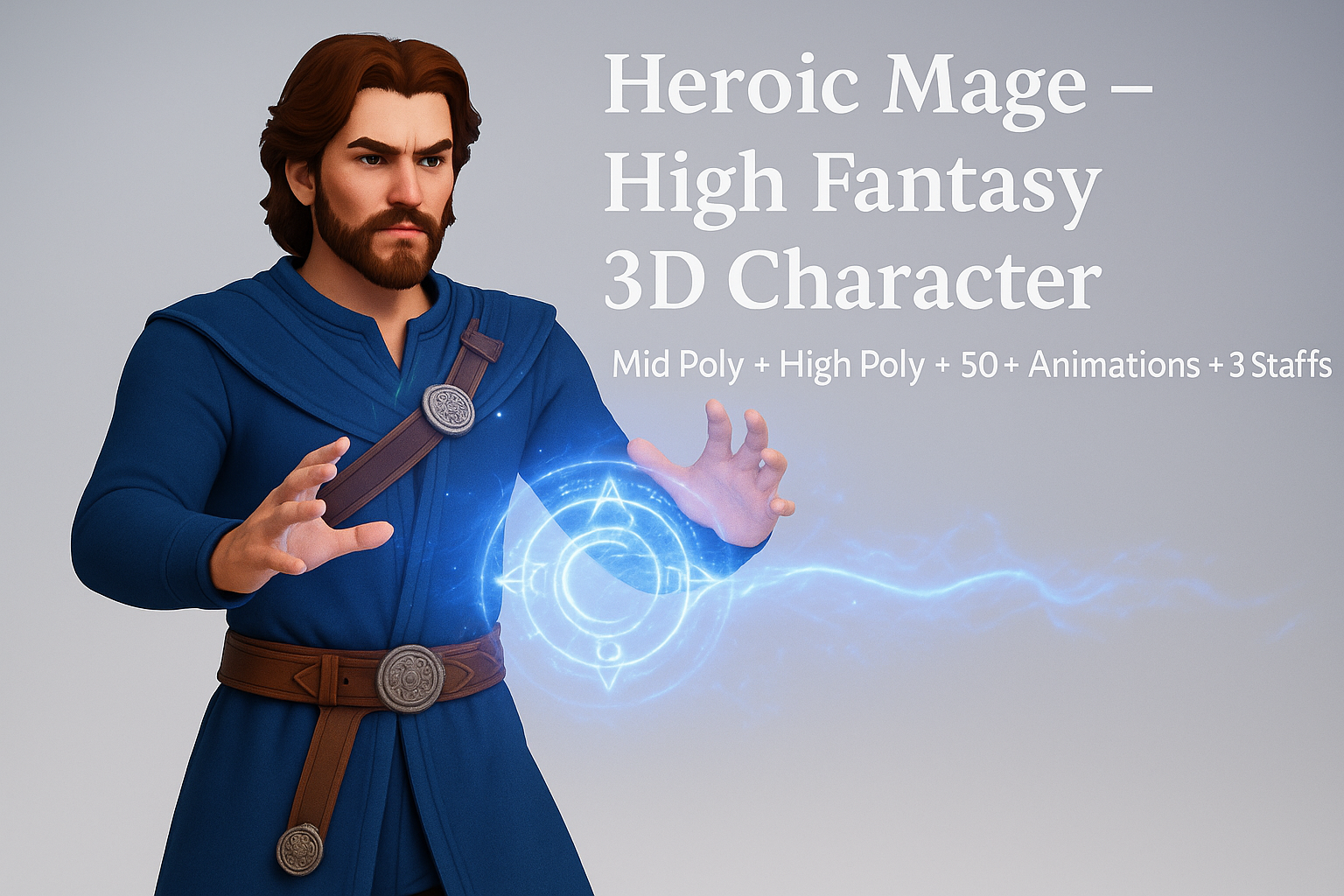 ⭐ Heroic Mage – High Fantasy Character (Mid-Poly + High-Poly ...