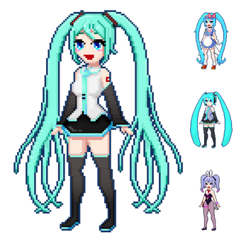 Miku-style Pixel Art (Fanmade, Free) by JustDenk