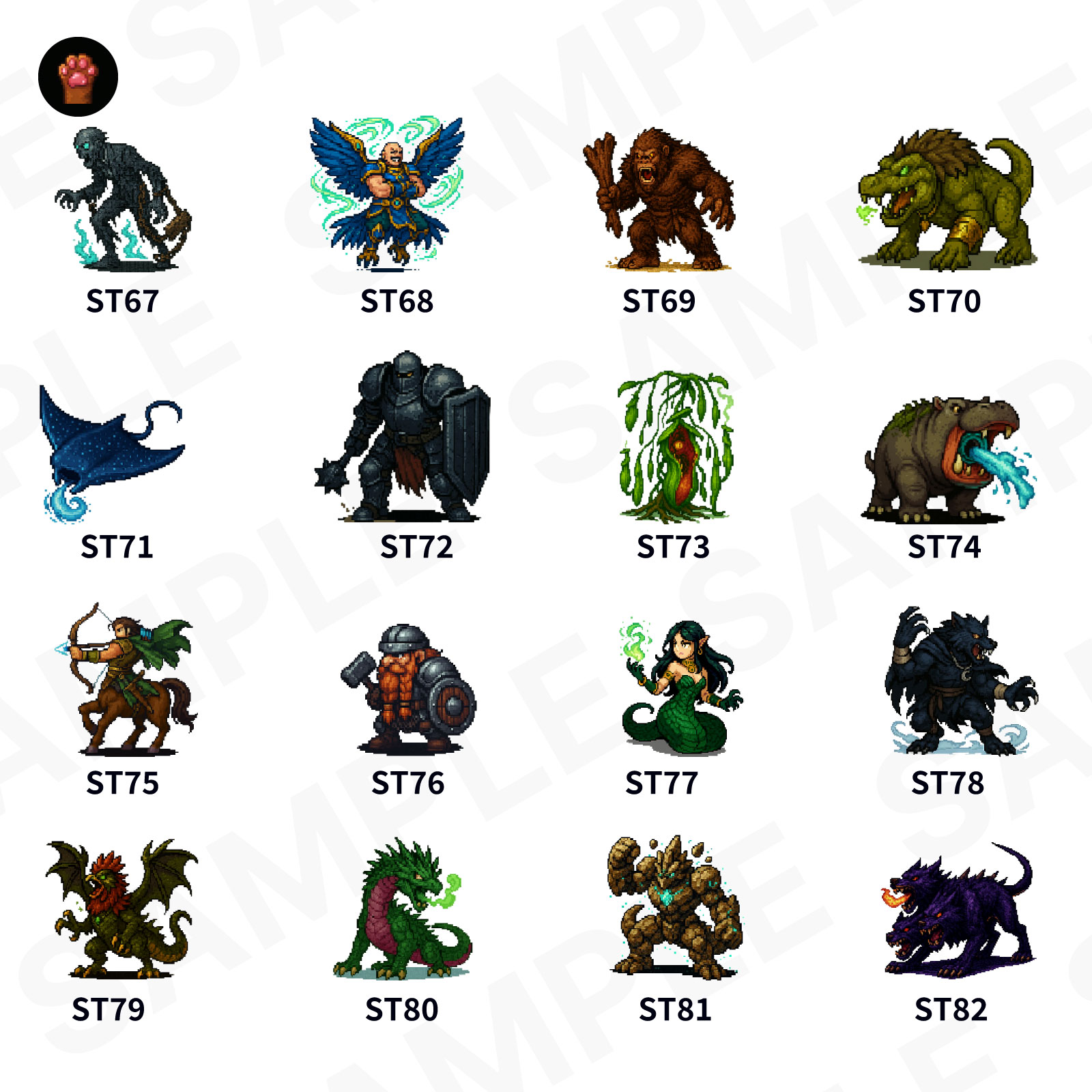 ST-02 — 50 Pixel Monsters (PNG, S/M/L) by Pixel Material Studio