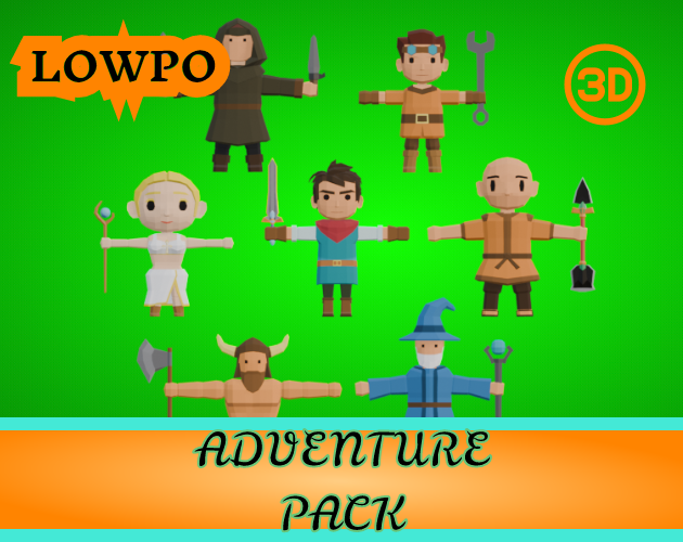 LOWPO: Adventure Character Pack – Low Poly 3D, Game-Ready Rigged ...